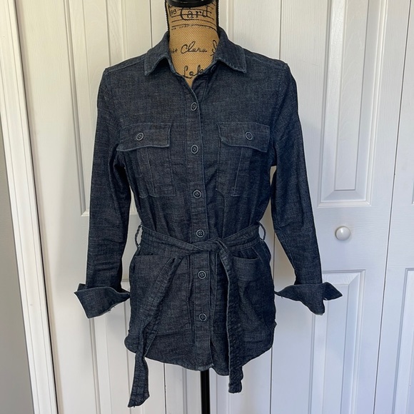 Level 99 | Jackets & Coats | Level 99 Belted Denim Shirtjacket | Poshmark